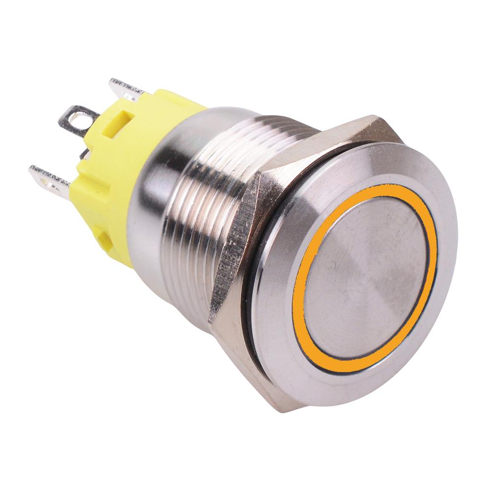 Yellow LED On-(On) Momentary 19mm Vandal Resistant Push Button Switch ...
