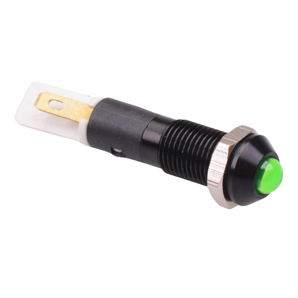 Green LED 8mm Black Metal Panel Indicator 12V — Maplin Pro | Your One ...