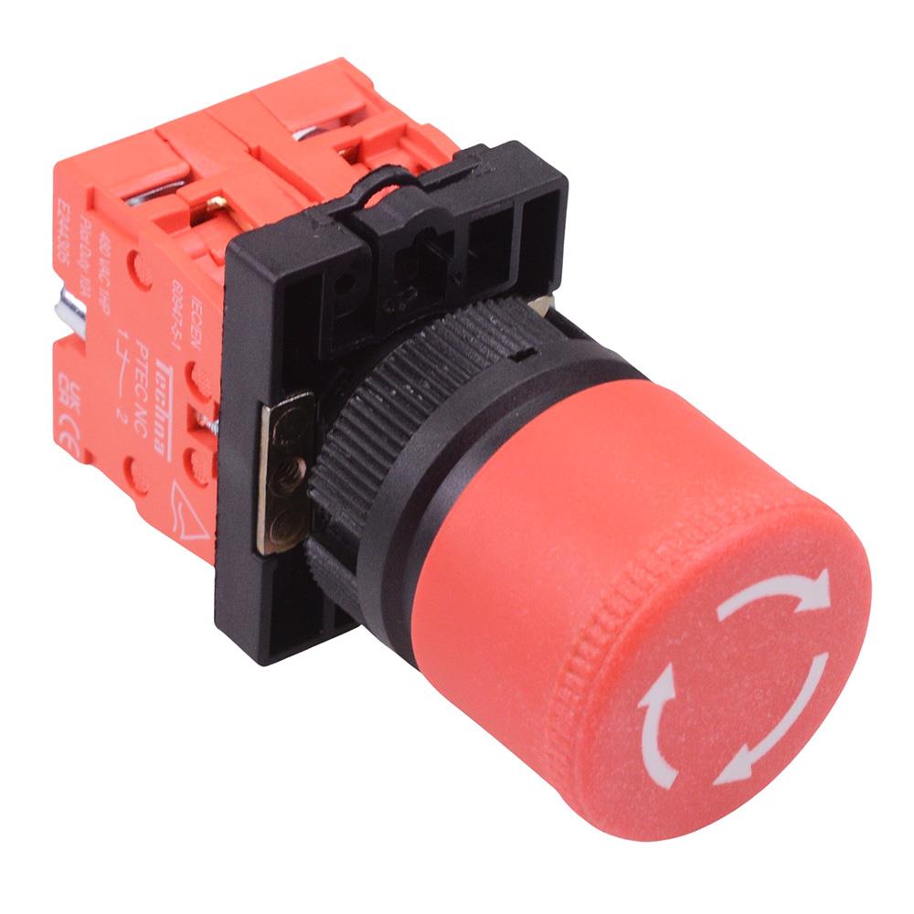 Techna PtecMushT30 30mm Emergency Stop Button Switch Plastic 10A 2NC ...