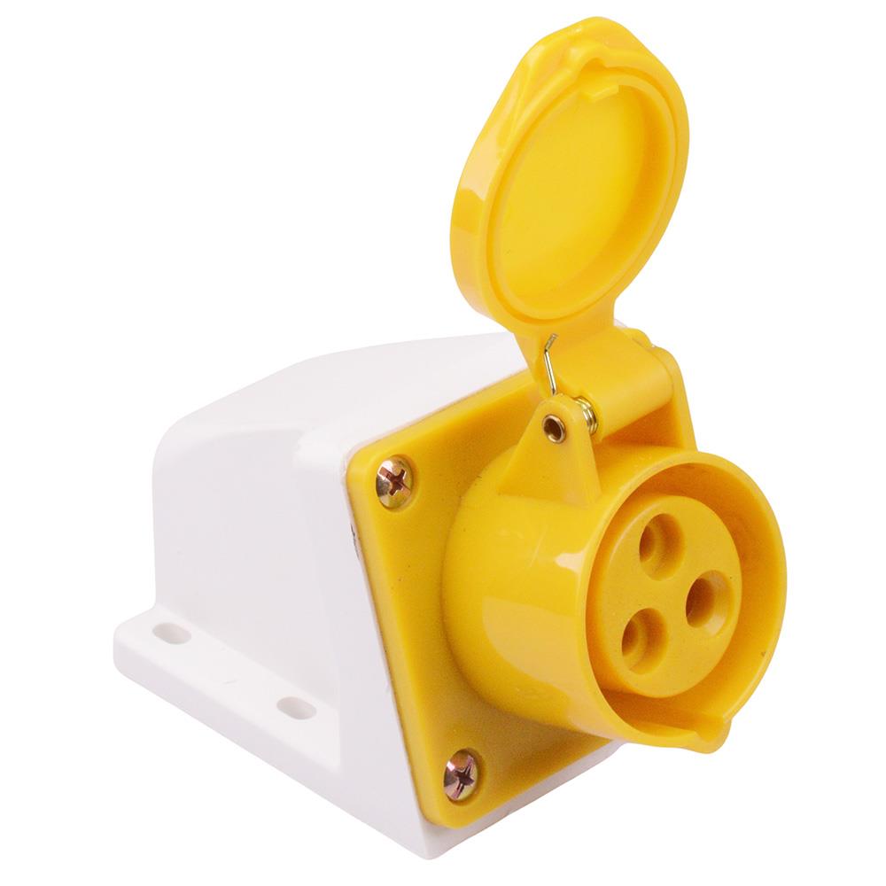 Yellow 16A 110V 2P+E Industrial Surface Mount Socket IP44 — Maplin Pro ...