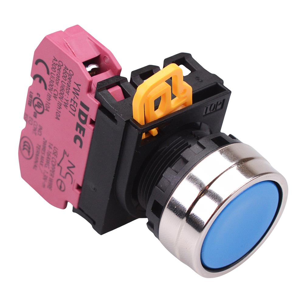 YW4B-M1E01S Blue 22mm Metal Bezel Momentary Push Button Switch NC IP65 ...