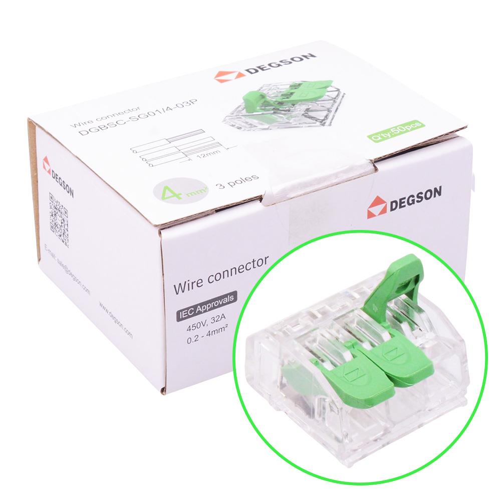 3 Way Spring Lever Terminal Block Connector 32A 450V - Box of 50 ...
