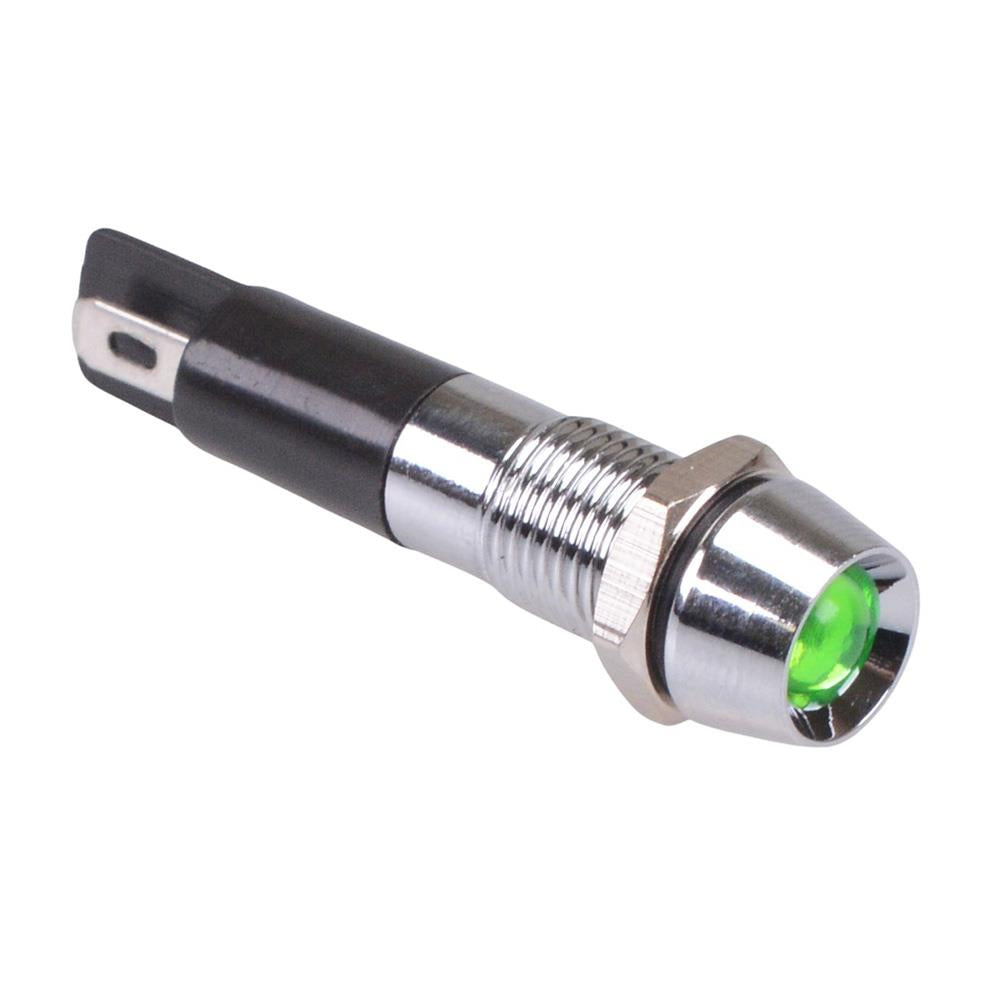 Green LED 8mm Metal Panel Indicator Light Recessed 24V — Maplin Pro ...