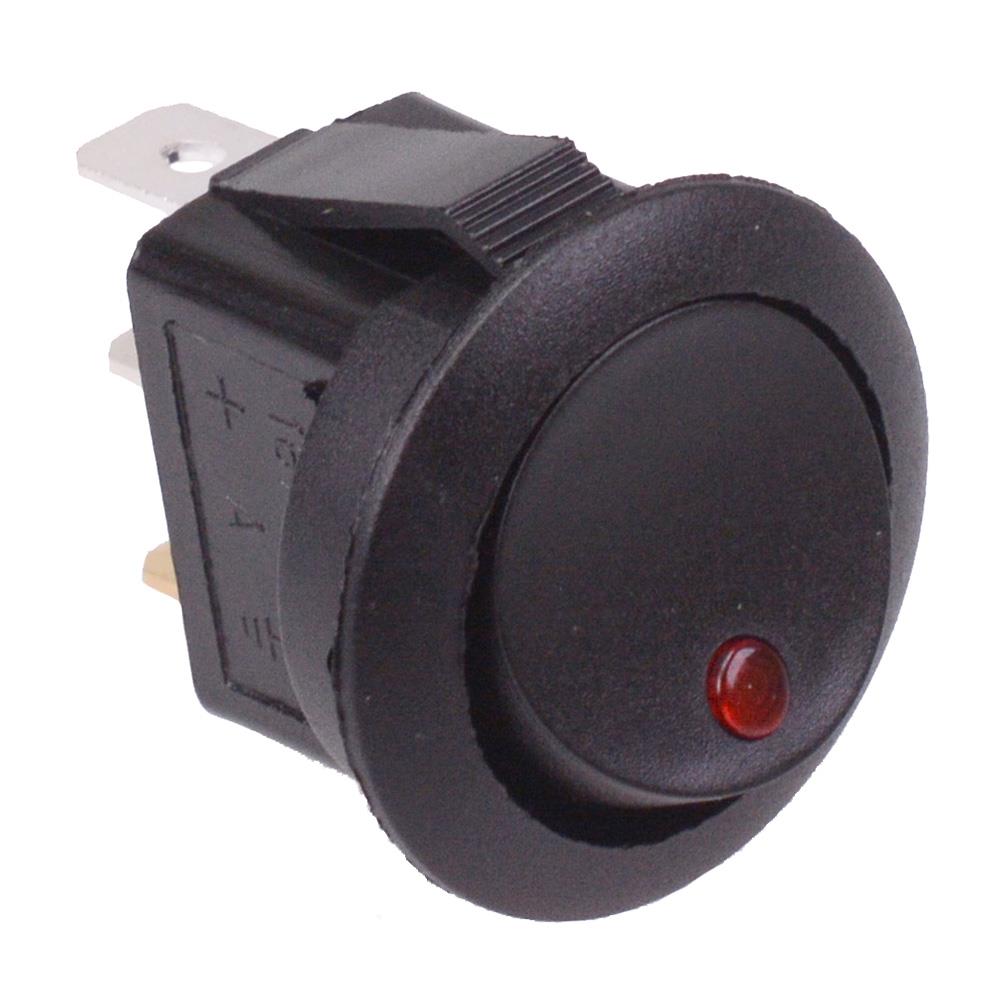 Red LED Round Rocker Switch 12V SPST — Maplin Pro | Your One Stop ...