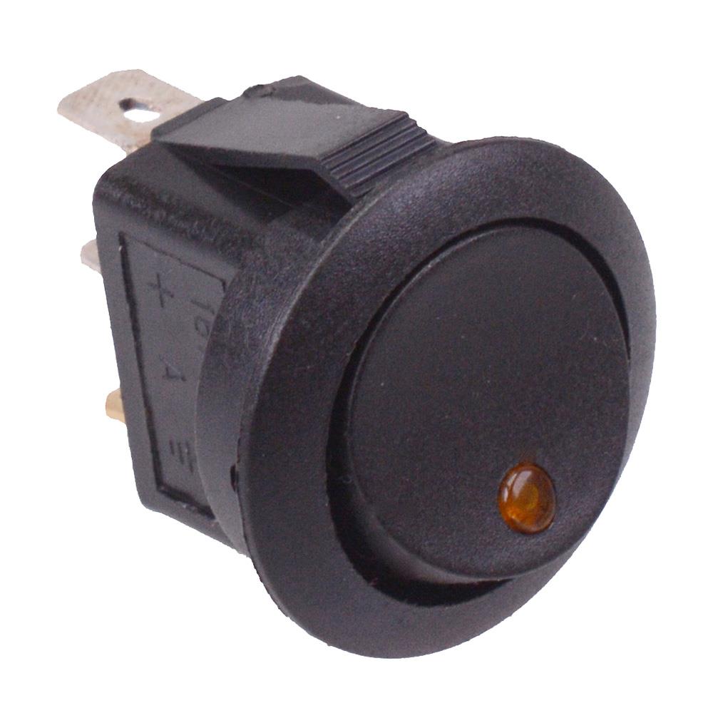 Yellow LED Round Rocker Switch 12V SPST — Maplin Pro | Your One Stop ...