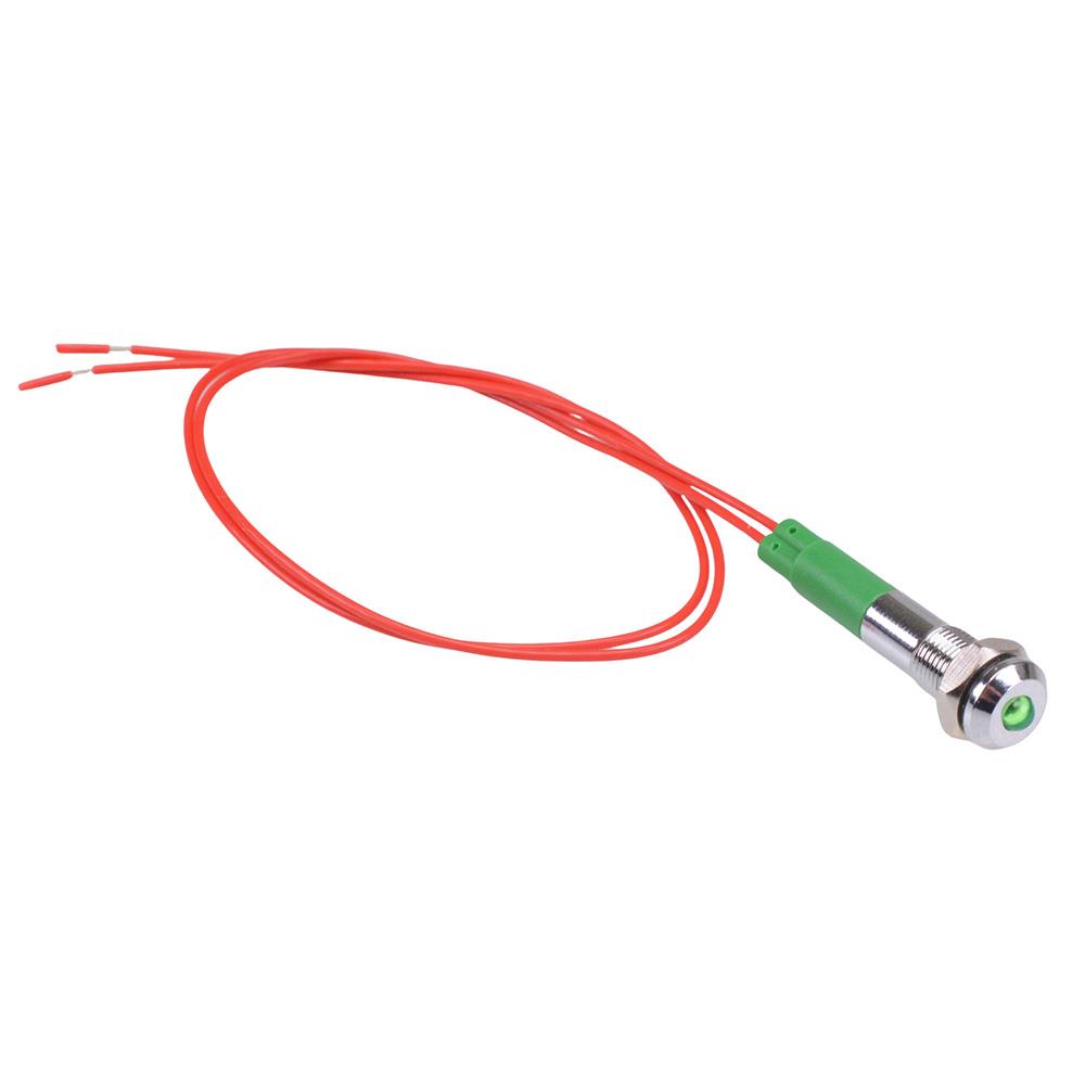Green LED 6mm Metal Panel Indicator Light Prewired 12V — Maplin Pro ...