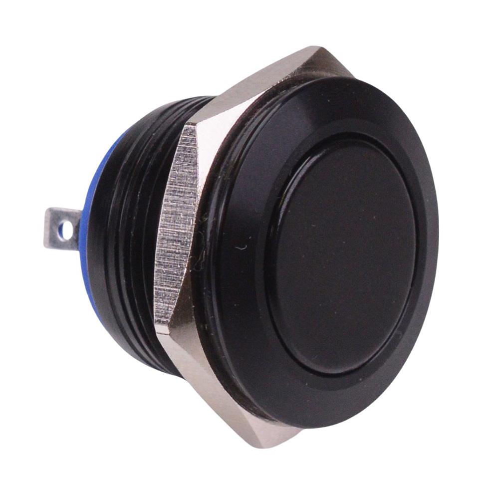 Black Off-(On) Momentary 19mm Push Button Switch SPST — Maplin Pro | Your One Stop Component Shop