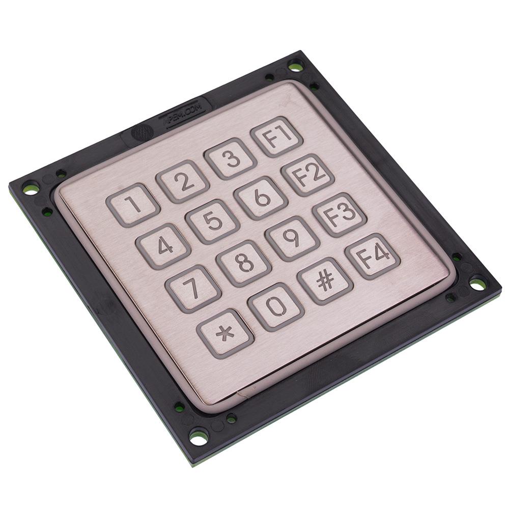 PQR121L0Y12S 16-Key Yellow illuminated 12V Stainless Steel Keypad IP65 ...