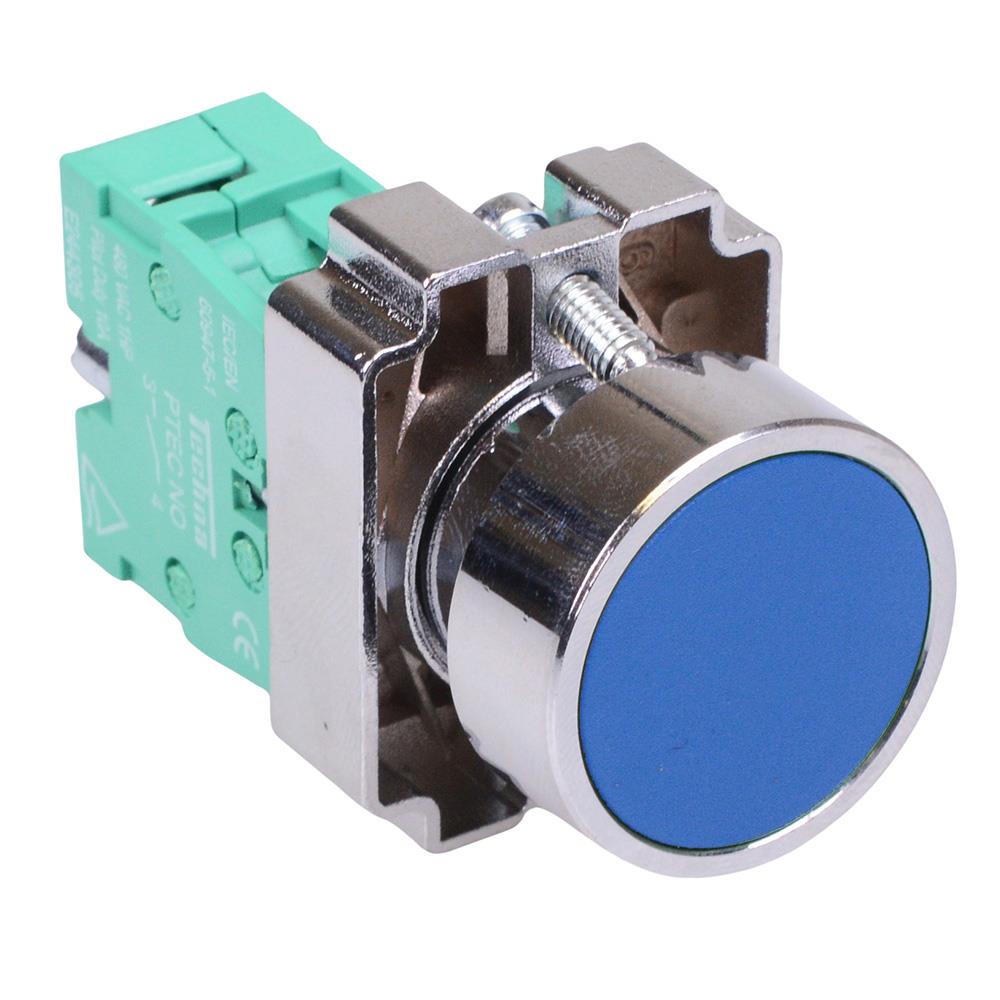 Techna PtecMetPNBlue Blue Flush Push Button Switch Metal 10A 1NO ...