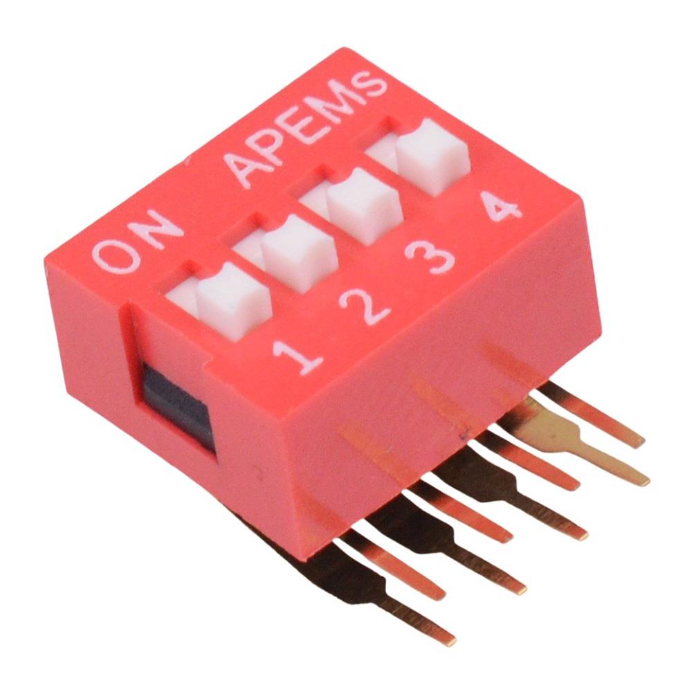 DA04TV 4-Way Right Angle DIP Switch SPST APEM — Maplin Pro | Your One Stop Component Shop