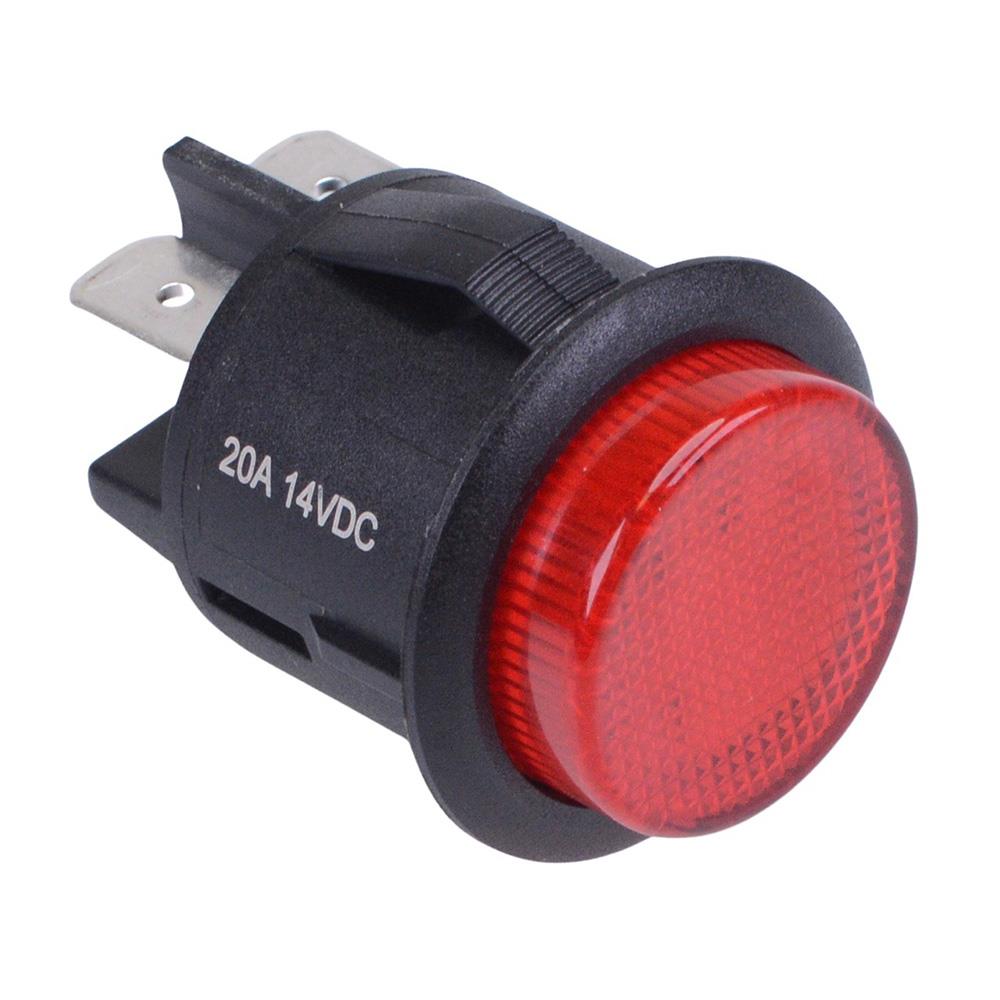 Red 12V LED 25mm Round Push Button Switch DPST 20A R13-541BL-01-BR-L1 ...