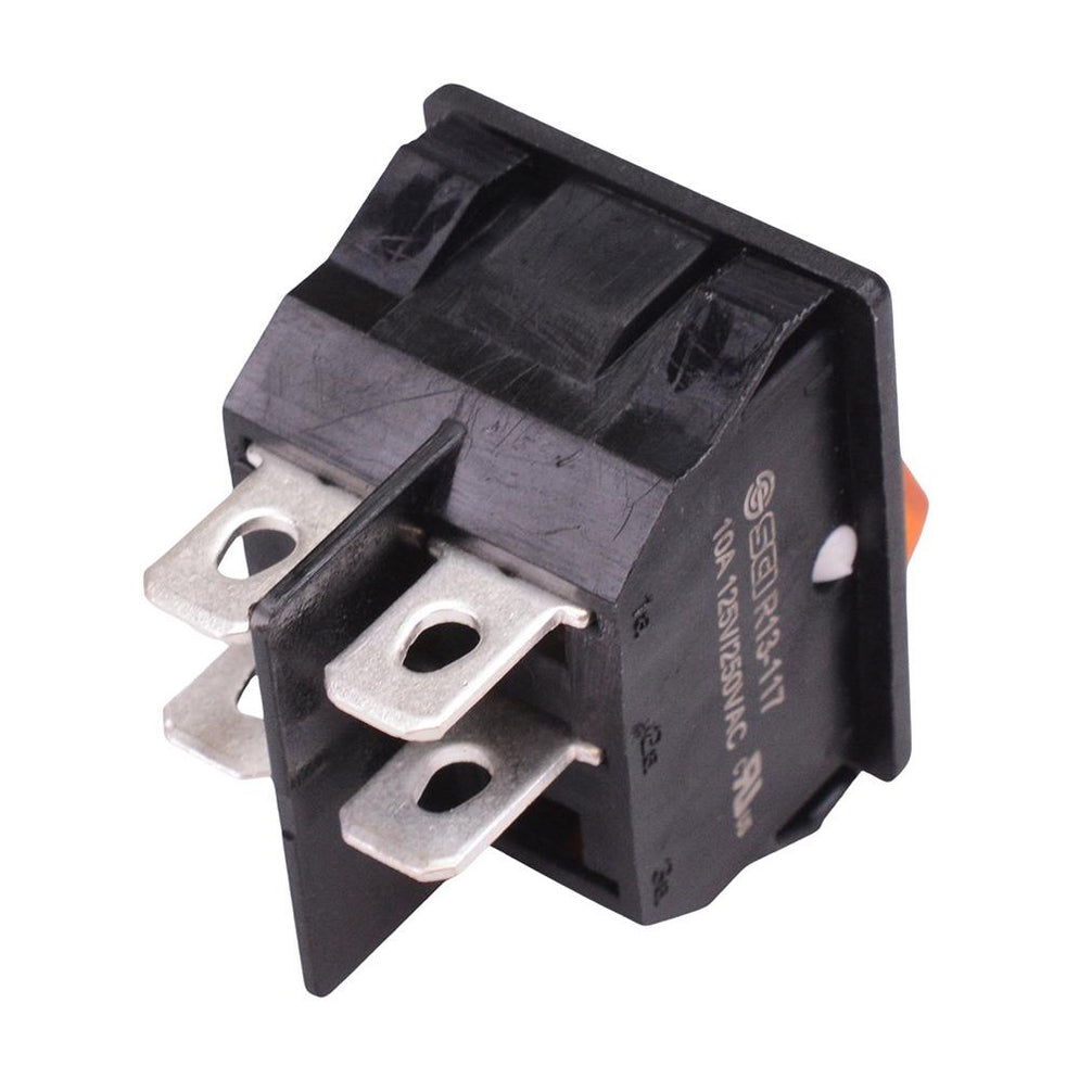 Yellow 230V illuminated On-Off Rectangle Rocker Switch DPST 10A R13-11 ...